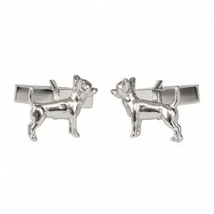 SIMON KEMP JEWELLERS Chihuahua Cufflinks In Solid Sterling Recycled