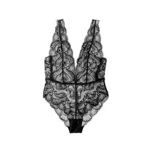 BRAELLE INTIMATES Deep Plunge Bodysuit - Black