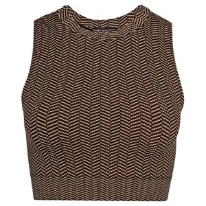 HEART AND SOUL Black / Brown Black & Camel Herringbone Activewear Top - Black/brown