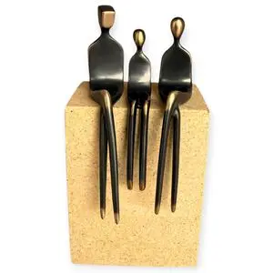 YENNY COCQ LLC Family Of Three Bronze Sculpture Modern Heirloom - Black