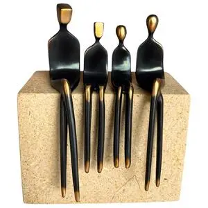 YENNY COCQ LLC Family Of Four Bronze Sculpture Modern Heirloom - Black
