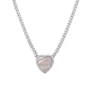 LATELITA Silver / White Heart Mother Of Pearl Necklace Silver - Silver/white