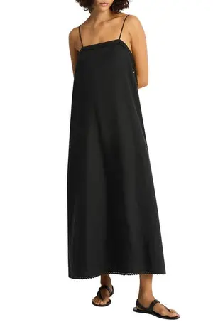 SEA LEVEL Lace Detail Midi Cover-up Dress - Black
