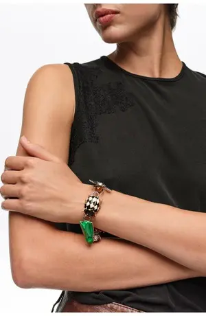 Bimba Y Lola Bracelet With Enamel Beetles And Silver Bee