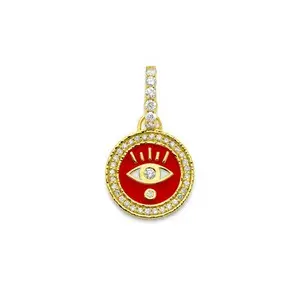 BUDDHA MAMA Enameled Evil Eye Charm With Diamonds - Red