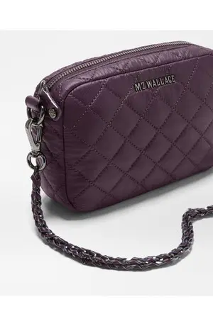 Mz Wallace Crosby Mini Leather Trimmed Crossbody Bag - Raisin