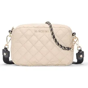 Mz Wallace Crosby Mini Leather Trimmed Crossbody Bag Sand/black