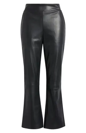 Hue Faux Leather Crop Baby Bootcut Pants - Black