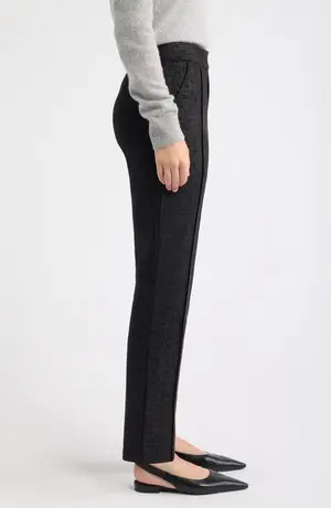 Hue Metallic Geo Faux Suede Straight Fit Pants