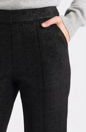 Hue Metallic Geo Faux Suede Straight Fit Pants