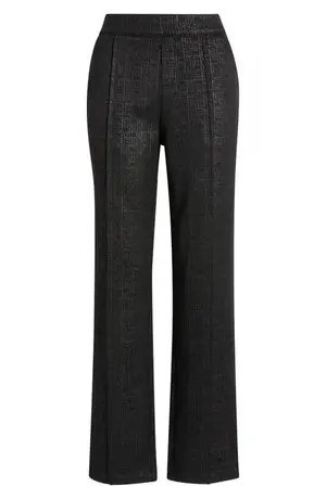 Hue Metallic Geo Faux Suede Straight Fit Pants