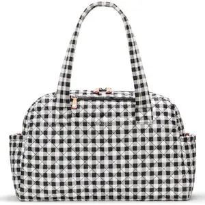 Mz Wallace Large Metro Jimmy Deluxe Quilted Nylon Gym Bag - Black/white Gingham