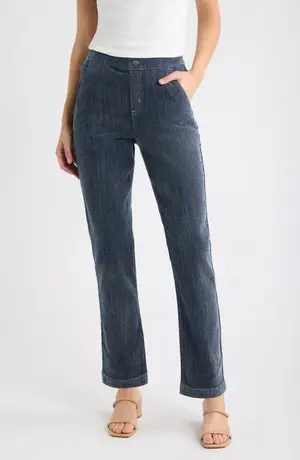 Hue High Waist Chenille Denim Pants - Dark Denim