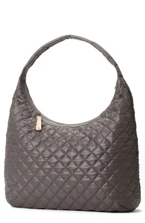Mz Wallace Large Metro Leather Trimmed Quilted Shoulder Bag - Magnet