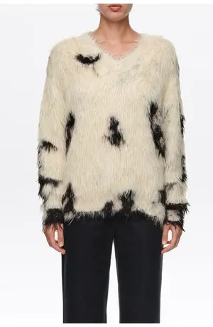 Bimba Y Lola Fur V-neck Sweater - Pony