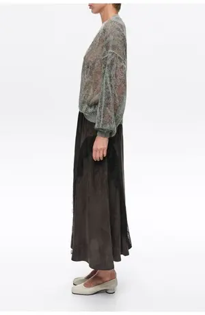 Bimba Y Lola Fluid Midi Skirt With Lace Trim