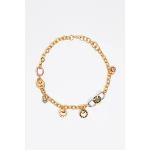 Bimba Y Lola Chain Necklace With Multiple Logos - Gold