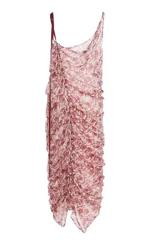 MEL USINE Ines Silk-blend Draped Asymmetrical Midi Dress