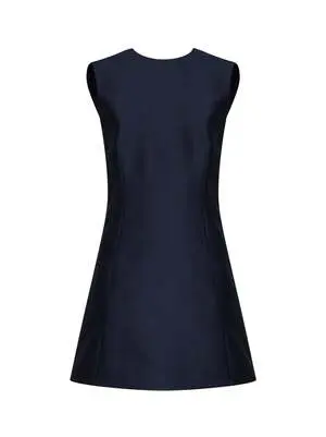 Balenciaga Navy Blue Wool And Silk Blazer-style A-line Mini Dress - Multicolor