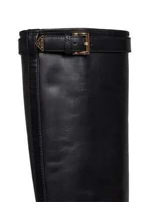 Prada Calzature Black Leather Knee-high Boots