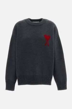 AMI Paris Crewneck Sweater With Contrasted De Coeur - Multicolor