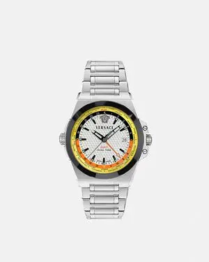 Versace Greca Reaction Gmt Watch - Silver