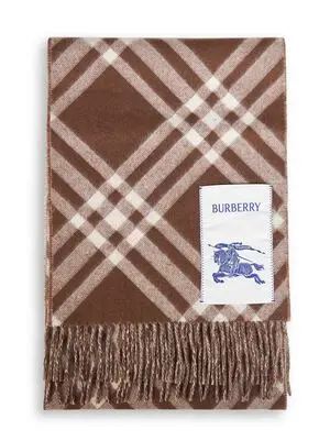 Burberry Brown Cashmere Check Scarf - Multicolor