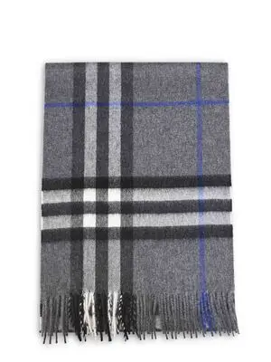 Burberry Grey Cashmere Check Scarf - Multicolor