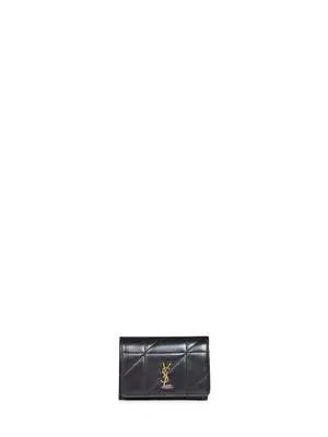 Saint Laurent Black Jamie Slim Tri-fold Wallet In Lambskin - Multicolor
