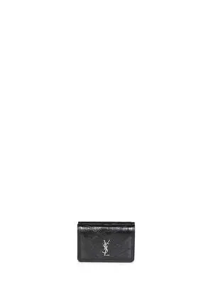 Saint Laurent Black Niki Slim Tri-fold Calf Leather Wallet - Multicolor