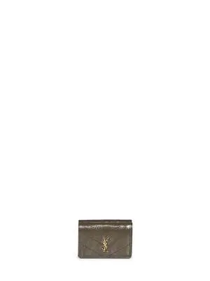 Saint Laurent Green Niki Slim Tri-fold Calf Leather Wallet - Multicolor