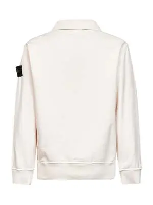 Stone Island Ivory Brushed Organic Cotton Half-zip Sweatshirt - Multicolor