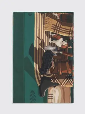 Burberry Graphic Print Square Silk Scarf - Green