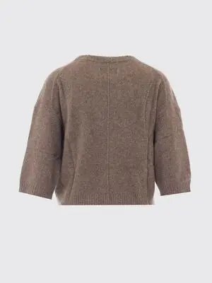 Loulou De Saison Crewneck Jumper In A Wool And Yak Blend With Dropped Shoulders - Beige