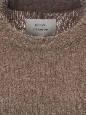 Loulou De Saison Crewneck Jumper In A Wool And Yak Blend With Dropped Shoulders - Beige