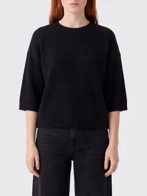 Loulou De Saison Crewneck Jumper In A Wool And Yak Blend With Dropped Shoulders - Black