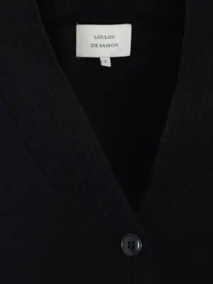 Loulou De Saison V-neck Cardigan In Pure Cashmere With Dropped Shoulders - Black
