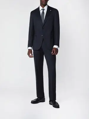 LUIGI BIANCHI Single-breasted Pure Virgin Wool Suit With Notch Lapels