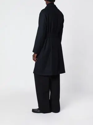 Tagliatore Single-breasted Knee-length Wool Blend Coat With Waist Belt