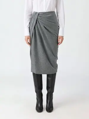 Isabel Marant Étoile Draped Cotton-blend Slim Fit Midi Pencil Skirt - Grey