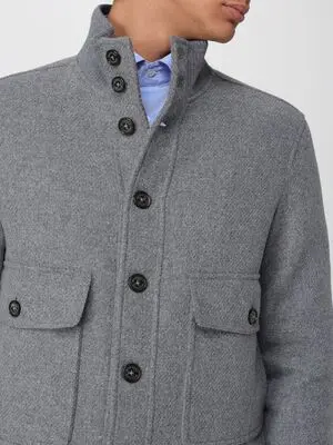 BROOKSFIELD Wool Blend Bomber Jacket With High Collar And Ribbed Hems