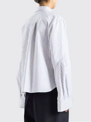 Sacai Striped Cotton-blend Shirt With Dropped Shoulders And Curved Hem