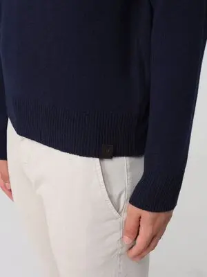 JACOB COHЁN Crewneck Long-sleeve Jumper In Pure Wool With Ribbed Trims