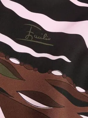 Emilio Pucci Square Silk Foulard With Abstract Print And Logo - Multicolor
