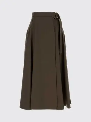 Burberry High-waisted Pure Wool Midi Wrap Skirt With Side Buckle