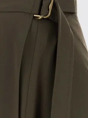 Burberry High-waisted Pure Wool Midi Wrap Skirt With Side Buckle