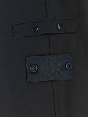 Stone Island Wool Flannel Jogging Trousers With Compass Logo