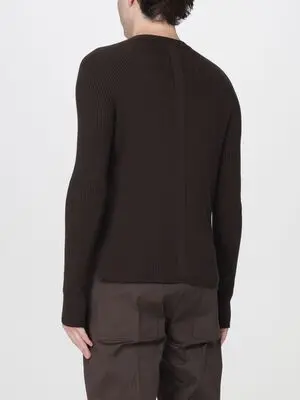 Rick Owens Slim Fit Crewneck Jumper In Pure Virgin Wool With Ribbed Cuffs