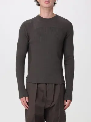 Rick Owens Slim Fit Crewneck Jumper In Pure Virgin Wool With Ribbed Cuffs - Grey