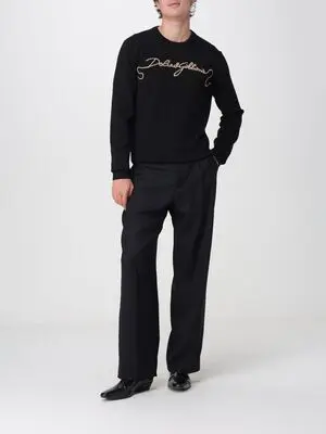 Dolce & Gabbana Crewneck Jumper In Pure Virgin Wool With Chest Logo Embroidery